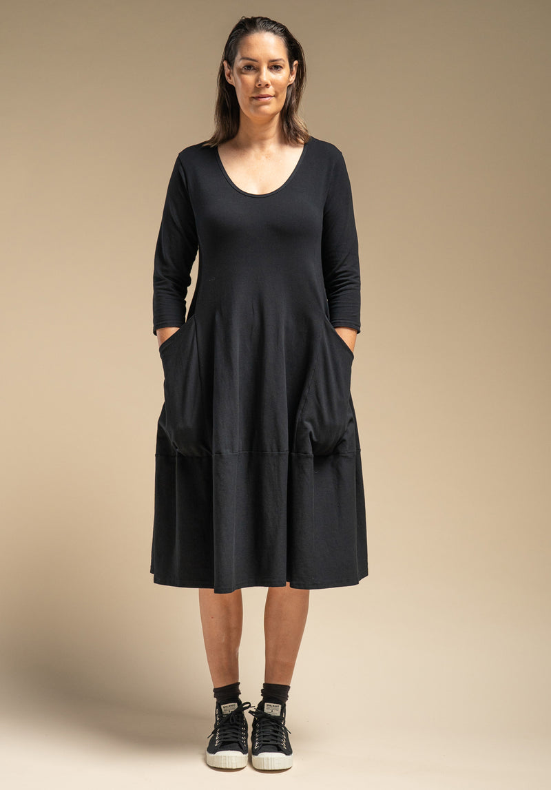 Pippi Dress Black | organic cotton dreses, vegan clothing Australia