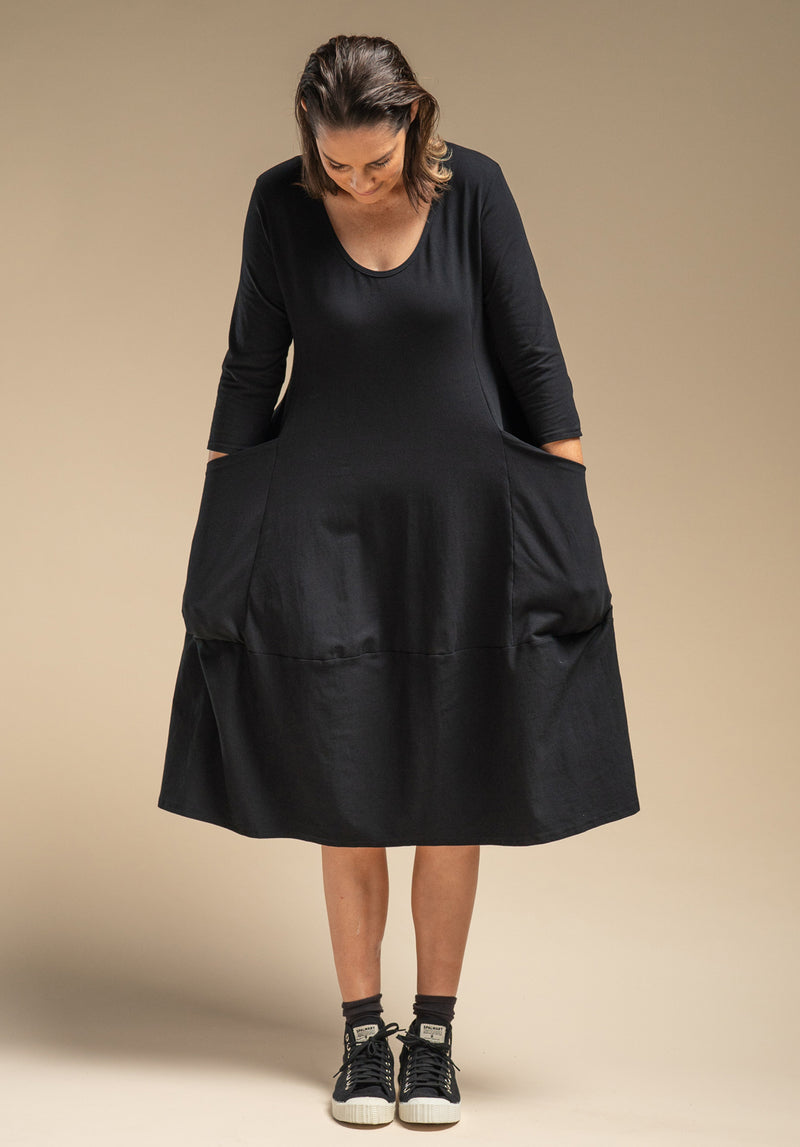 Pippi Dress Black | organic cotton dreses, vegan clothing Australia