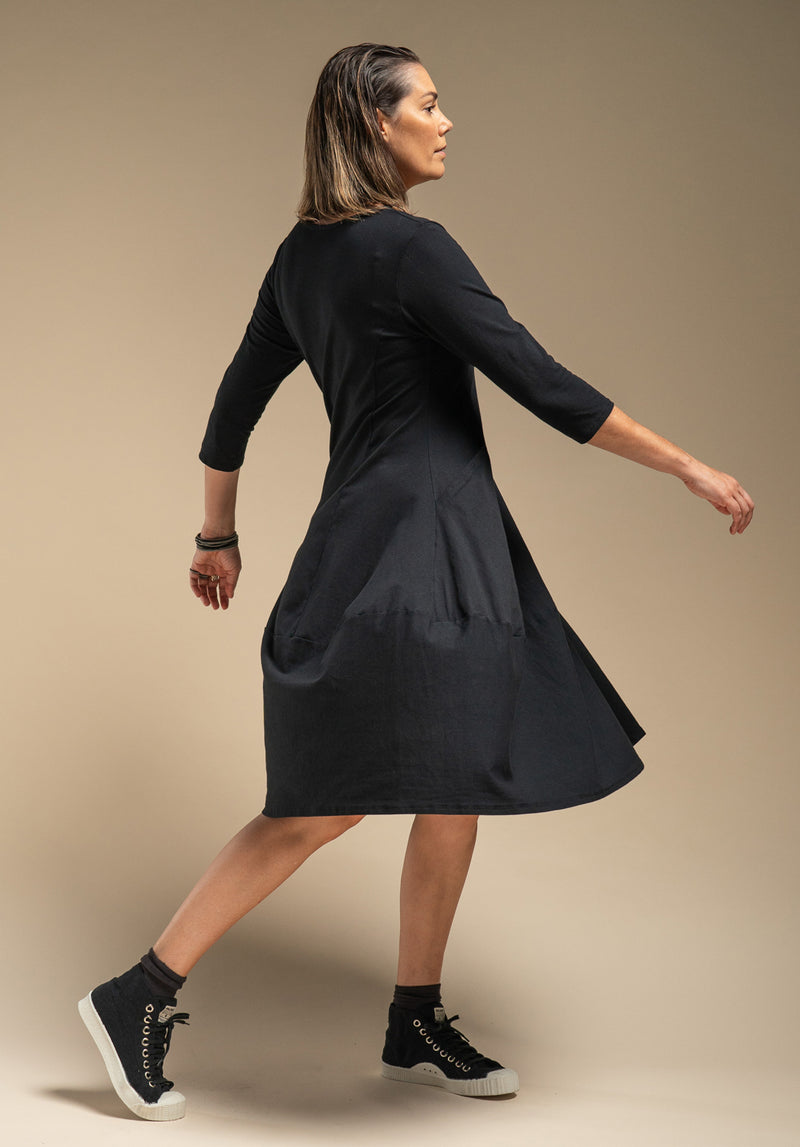 Pippi Dress Black | organic cotton dreses, vegan clothing Australia