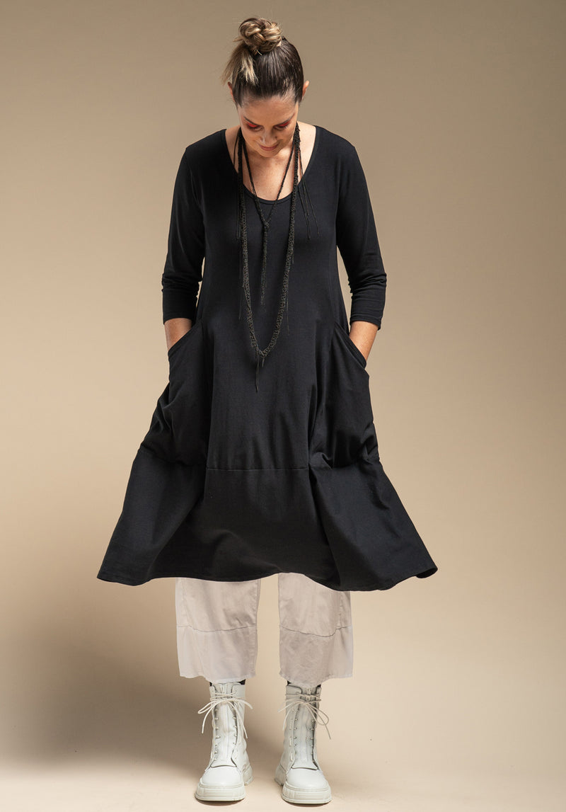 Pippi Dress Black | organic cotton dreses, vegan clothing Australia