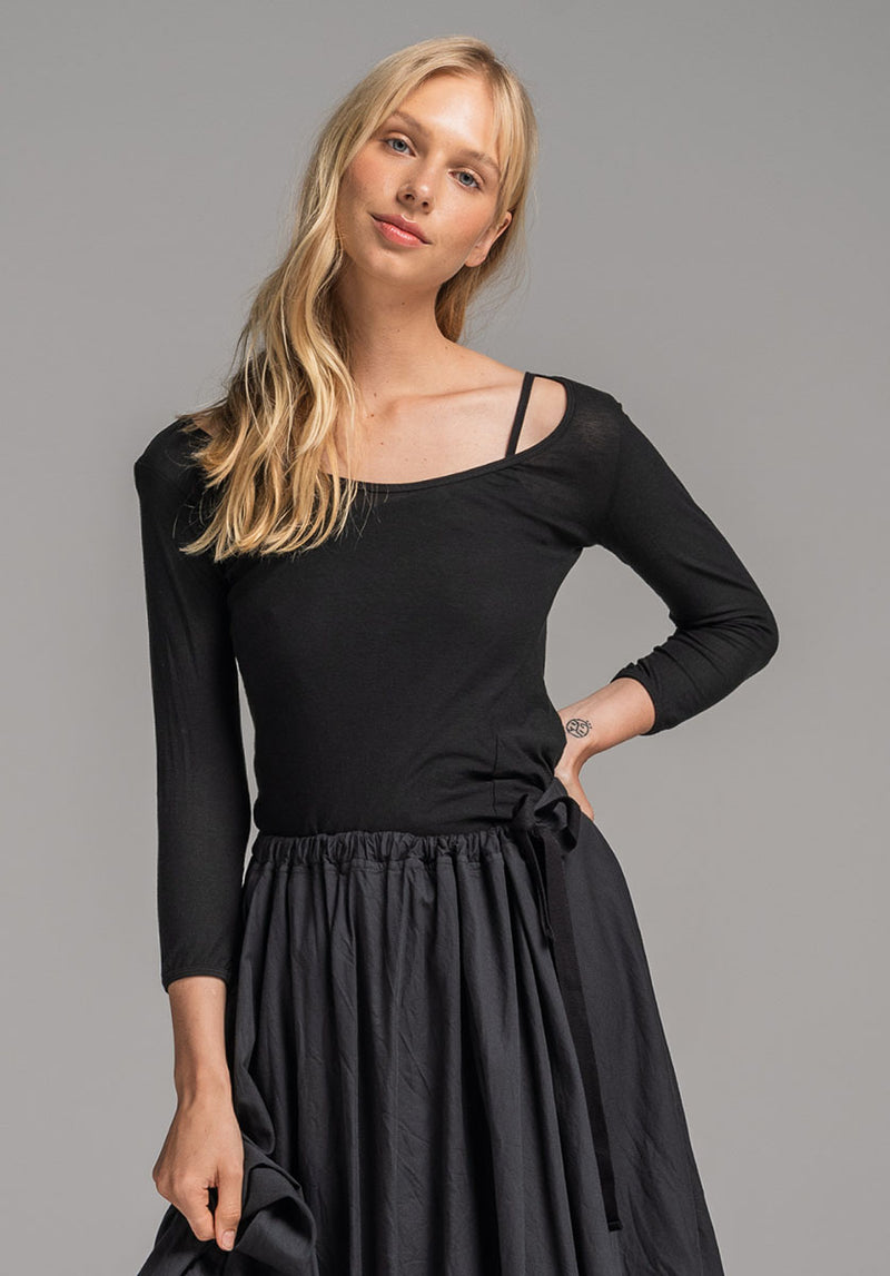 Swivel top black cotton tops online, ethical clothing Australian made